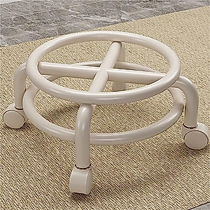 HYMIC Low Roller Stools with Universal Wheel PU Leather Rolling Stool Seats with Mute Wheels for Home Office Fitness Round Roller Seat Stool (Grey)