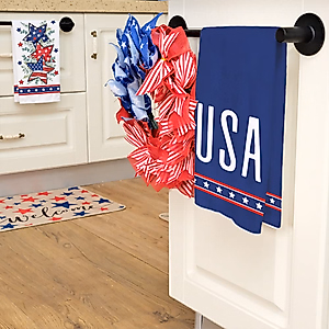 GEEORY Kitchen Towels for 4th of July Decorations Stars and Stripes USA Patriotic Dish Towels 18x26 Inch Ultra Absorbent Bar Drying Cloth Hand Towel for Kitchen Bathroom Party Home Set of 2 GD086