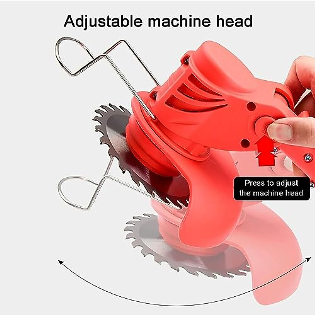 Lawn Mower, Power Electric Rechargeable Weeder with Hand Push 600W Adjustable Length 90-120CM Rotatable Machine Head for Home Small Garden