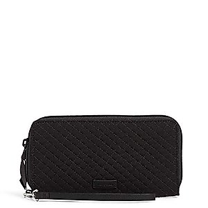 Vera Bradley Women's Microfiber Accordion Wristlet With RFID Protection, True Black, One Size