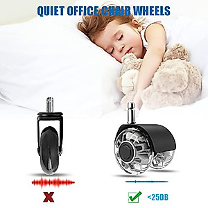 Office Chair Wheels Replacement-2 Inch Heavy Duty Caster Wheels,Quick & Quiet Rolling Chair Casters (Set of 5),Desk Chair Wheels Universal Fit,Safe for All Floor or Carpet