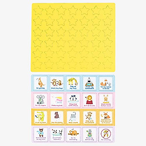 Navaris Kids Magnetic Reward Chart - Behavior Rewards Weekly Bedtime Chore Home Planner for Children - with Stars, Activity Magnets, Pen - Zoo Design