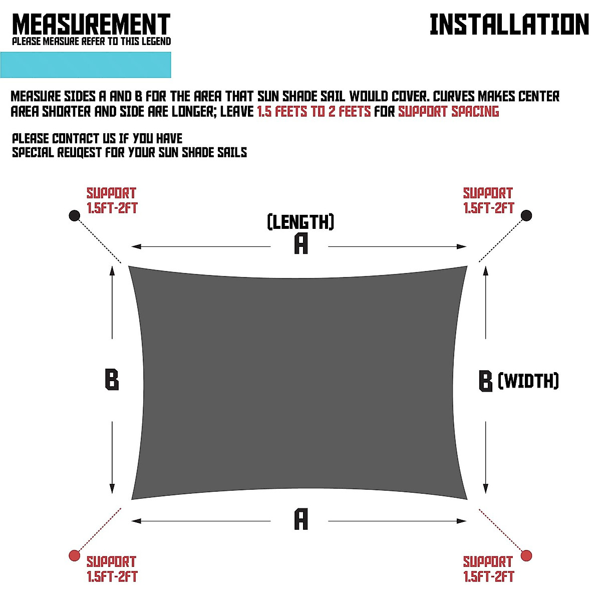 TANG Sunshades Depot 8' x 12' Solid Turquoise Sun Shade Sail Rectangle Permeable Canopy Customize Commercial Standard