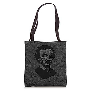 Edgar Allan Poe The Raven Typography Portrait Book Pattern Tote Bag
