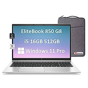 HP EliteBook 850 G8 15.6" FHD IPS (Intel 4-Core i5-1145G7, 16GB RAM, 512GB PCIe SSD) Business Laptop, 2 x Thunderbolt 4, Backlit, Fingerprint, Webcam, 3-Year Warranty, IST Bag, Win 11 Pro