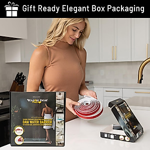 118 Inch Collapsible Shower Threshold Water Dam Adhesive Silicone 0.47 High Shower Dam Water Stopper Barrier For Bathroom Kitchen Splash Guard Edge Trim Strip For Dry and Wet Separation (White)