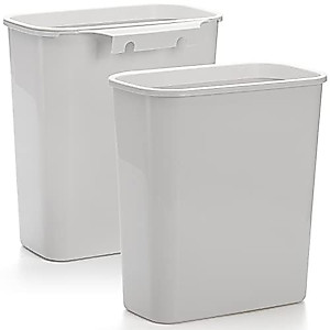 ZEAYEA 2 Pack Hanging Trash Can, 2 Gallon Plastic Cabinet Door Trash Can, Slim Waste Bin with Rim to Fix Trash Bag, Small Wastebasket for Kitchen, Cupboard, Office, Bathroom, Bedroom