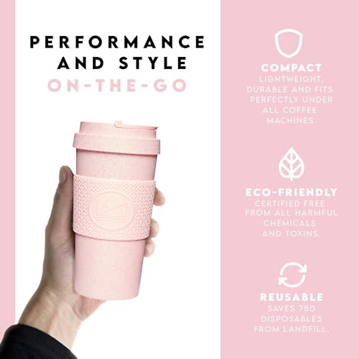 Neon Kactus Travel Coffee Mug| Double-Walled, Reusable Coffee Cup with Leakproof Lid (Wheat Straw - Pink Flamingo, 16oz (Pack of 1))