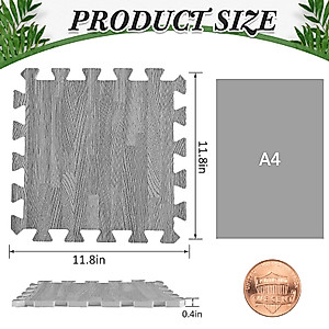 32 Pcs Wood Grain Mats Foam Tiles Interlocking Foam Floor Mats for Kids Adults Playroom Bedroom Farmhouse Flooring, 11.8 x 11.8 Inch(Gray)