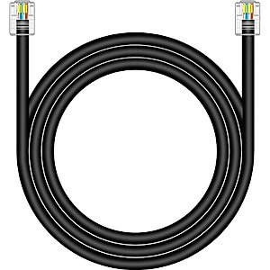 NECABLES CAT5 / CAT5e RJ11 Data Cable DSL Cable 6ft High-Speed DSL Modem Cable Twisted Wire UTP RJ11 6P4C Male to Male Black - 6 Feet