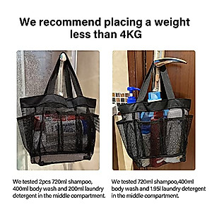 JOYISEN Mesh Shower Caddy with 8 Storage Pockets Hanging Shower Tote Bag for Home Gym Travel Dorm Bathroom Washing Bag Case with Handle