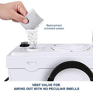 Upflush Macerating Toilet with Pump for Basement with Macerator Pump, 1.28GPF Dual Flush Toilet Tank, Nano Glaze Toilet Bowl, Extension Pipe, 4 Water Inlets for Toilet Kitchen, Sink, Bathtub