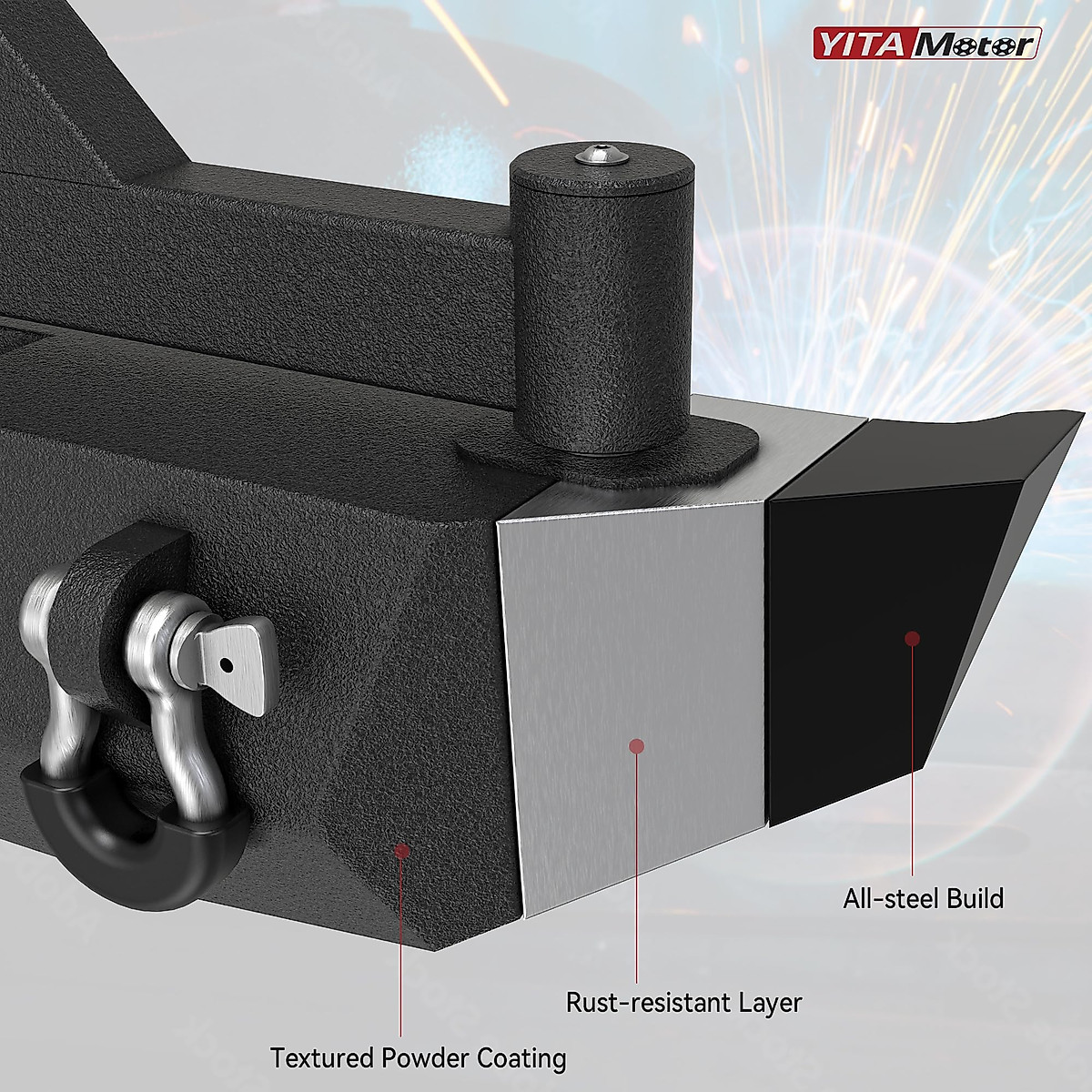 YITAMOTOR Rear Bumper with Tire Carrier Compatible for 2018-2024 Jeep Wrangler JL & Unlimited JLU (2/4 Doors), Full Width Back Bumper w/ 2" Hitch Receiver & D-Rings