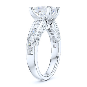 PRSTANI Sterling Silver 1.5ct Classic Filigree Pattern Simulated Princess Cut Diamond Promise Engagement Ring (6.5)