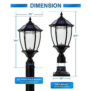 GYDZ Solar Post Lights Outdoor Solar Lamp Post Light for Gate Porch/Stone Pillar, Waterproof Decorative Solar Pillar Light Warm&Cool White, Oil-Rubbed Black Die Cast Aluminum Housing with Clear Glass