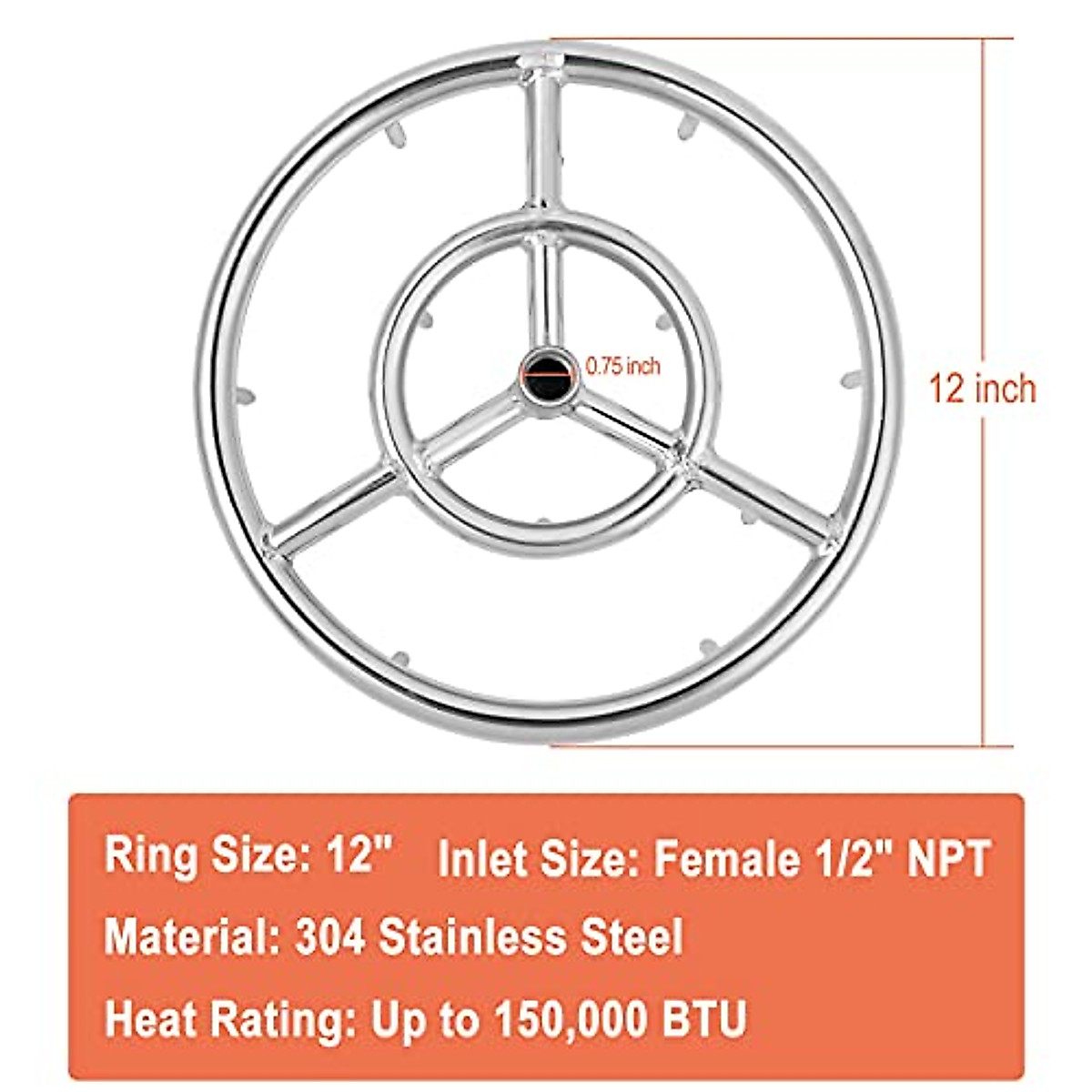 GASPRO Propane Gas Fire Pit Kit, with 12 Inch Jet Fire Pit Burner Ring ...