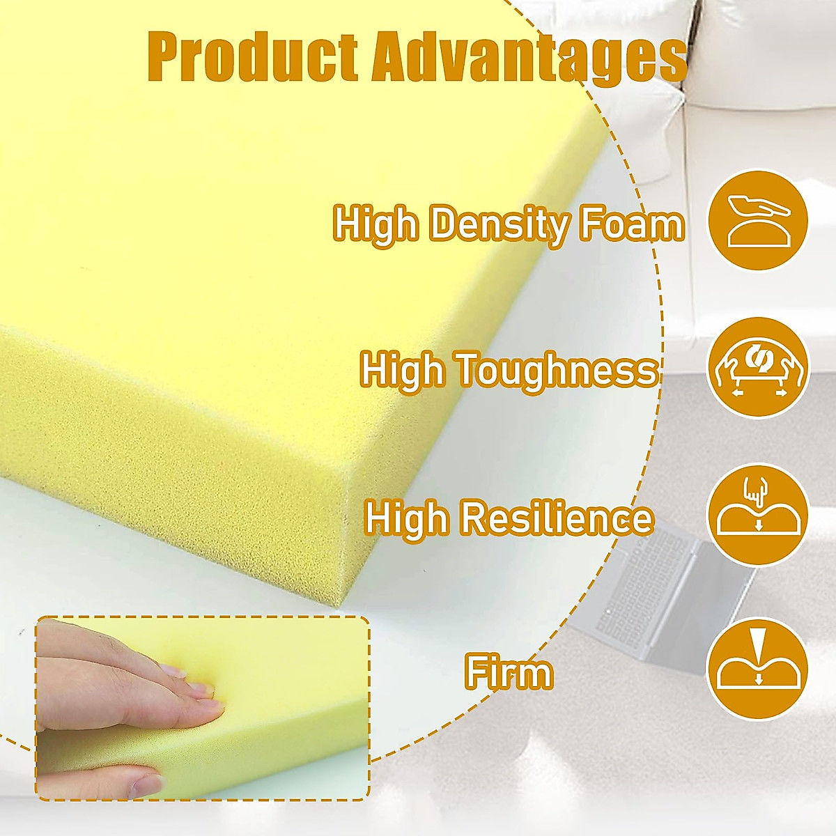 Hlimior 3 Pack 20" x 20" High-Density Foam Cushion Couch Cushion Support for Sagging Seat Curve Furniture Seat Support Under Cushion Sag Repair Replacement Sofa Couch Loveseat Chair ​Sagging Seat