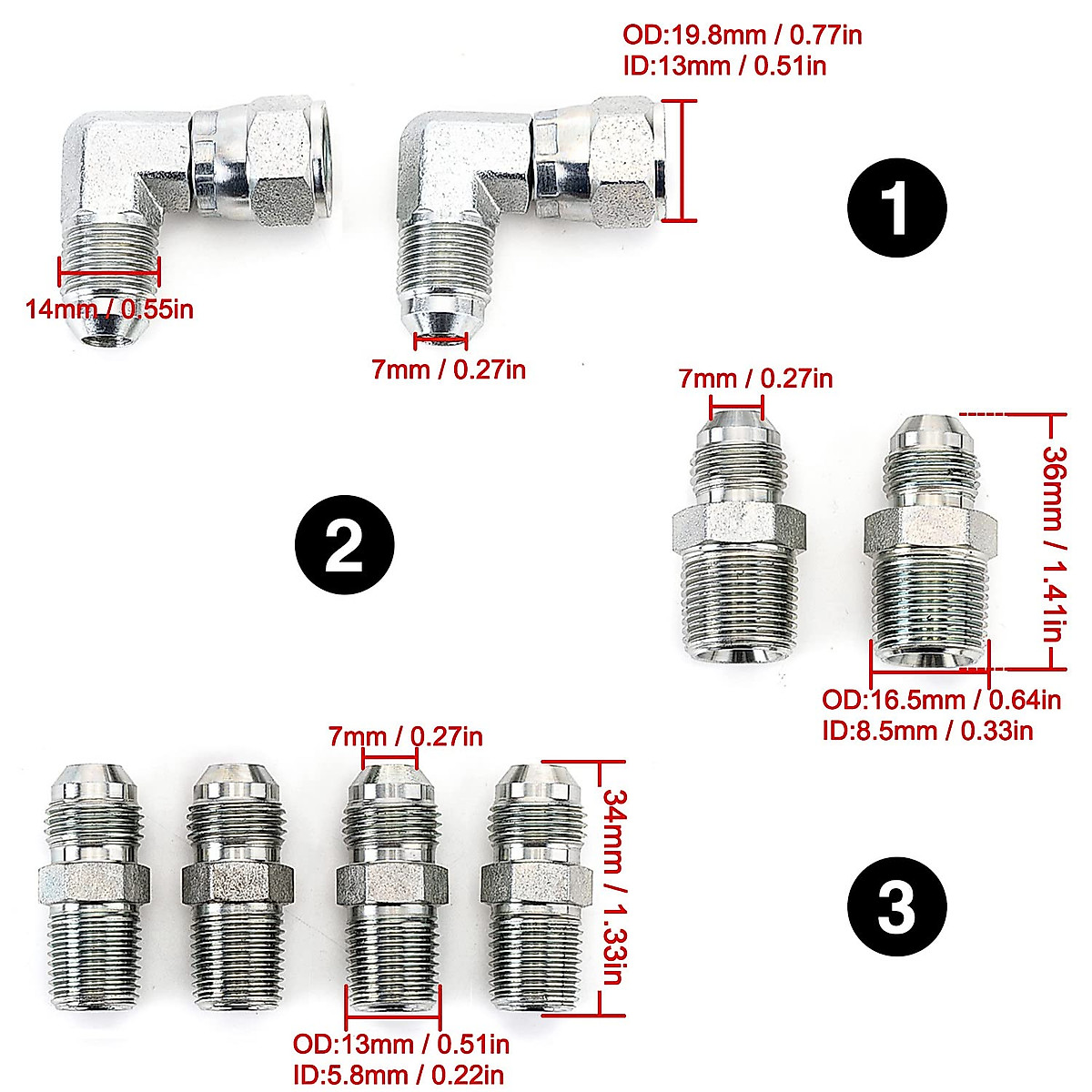 6AN Transmission Cooler Hose Fitting kit for GM Chevy Ford GMC Buick Cadillac Cars and Trucks, Replace 700R4/ TH350/ TH400/ NP-700RTL