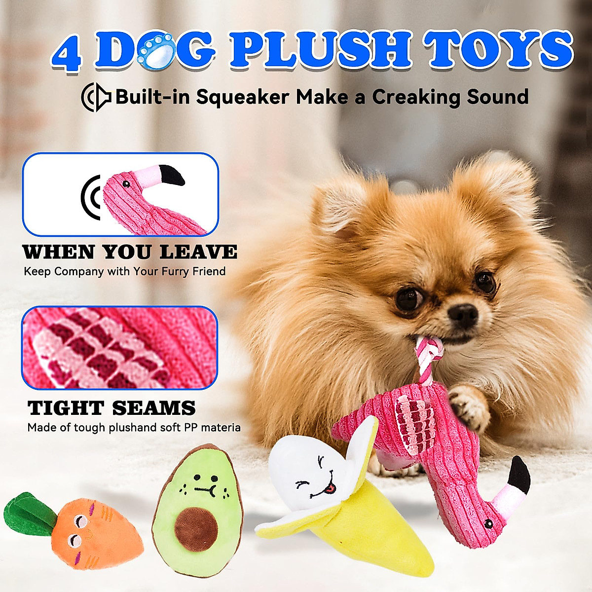 22 Pack Dog Chew Toys for Puppy Small & Medium Breed Dogs with Rope Toys & Dog Toy Basket, Treat Balls, Flamingo Plush Squeaky Toys, Puppy Teething Toys, Promote Dog Dental Health, Exercise & Bonding