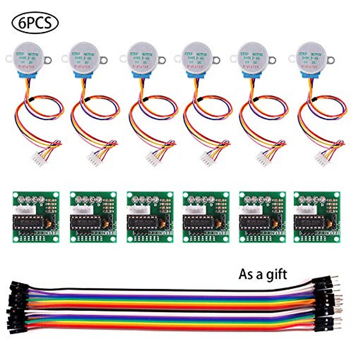 6 PCS 28BYJ-48 ULN2003 5V Stepper Motor + ULN2003 Driver Board