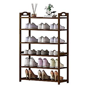 DNYSYSJ Bamboo Shoe Rack Organizer 5-Tier Shoe Shelf Storage Freestanding Shoes Shelf Stand for Entryway Hallway Closet (Brown)