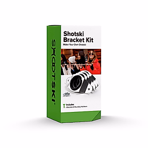 Shootski Shot Ski Kit - Make Your Own Shot Ski - (4-Pack) Aluminum Bracket - Shot Glass Mounts - Fits All Standard Shot Glasses - Instantly Upgrade Any Party, Medium