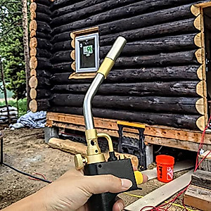 Propane Torch Head with Igniter, High Intensity Trigger Start Torch for Propane/Mapp/Map Gas, Welding Torch with Adjustable Flame for Culinary, Melting Ice and Soldering