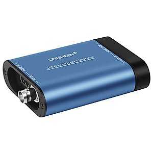 UNISHEEN USB 3.0 HDMI SDI Dual Input Capture Card, Video Broadcast Game Live Stream, HDMI to USB 3.0 HD 1080P Live Streaming Video Grabber Converter