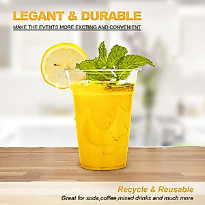 TashiBox 100 Count - 16 Ounce Plastic Cups, Ice Coffee Cups To Go - Crystal Clear PET Party Cups