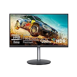 Acer Nitro 24.5" Full HD 1920 x 1080 PC Gaming Monitor | AMD FreeSync Premium | Up to 250Hz Refresh | 1ms (VRB) | ZeroFrame | ErgoStand | 1 x Display Port 1.2 & 2 x HDMI 2.0 Ports