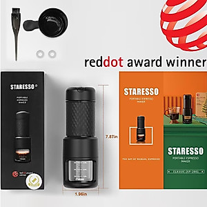 STARESSO Classic Portable Espresso Maker, 2 in1 Travel Coffee Maker,Compatible Capsules and Ground Coffee,Manual Espresso Machine,Hand Press Coffee Maker for Kitchen Travel,Camping,Hiking