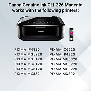 Canon CLI-226 MAGENTA Compatible to iP4820,iP4920,iX6520,MG5120 CANON EXCLUSIVE,MG5320,MG5520,MG8120/MG6120,MG8220/MG6220,MX882,MX892/MX472 Printers