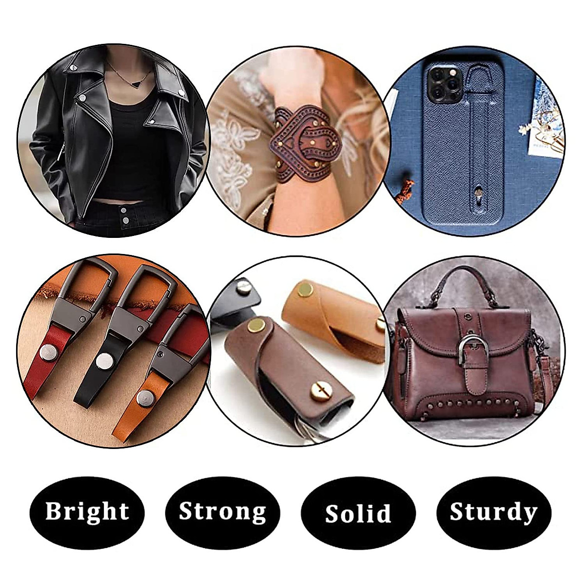 90 Sets Bronze Chicago Screws Leather Assorted Kit ，6 Sizes of Screw Rivets for Leather Rivet for DIY Leather Craft and Bookbinding (M5 X 4, 5, 6, 8, 10, 12)