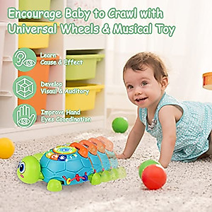 Baby Toys 6 to 12 Months, Tummy Time Toys Musical Turtle Crawling Toys with Light, Sound, Play Phone, Infant Toys 0-3 3-6 6-12 12-18 Months Birthday Toys for 1 Year Old Boy Girl Toddler Toys Age 1-2