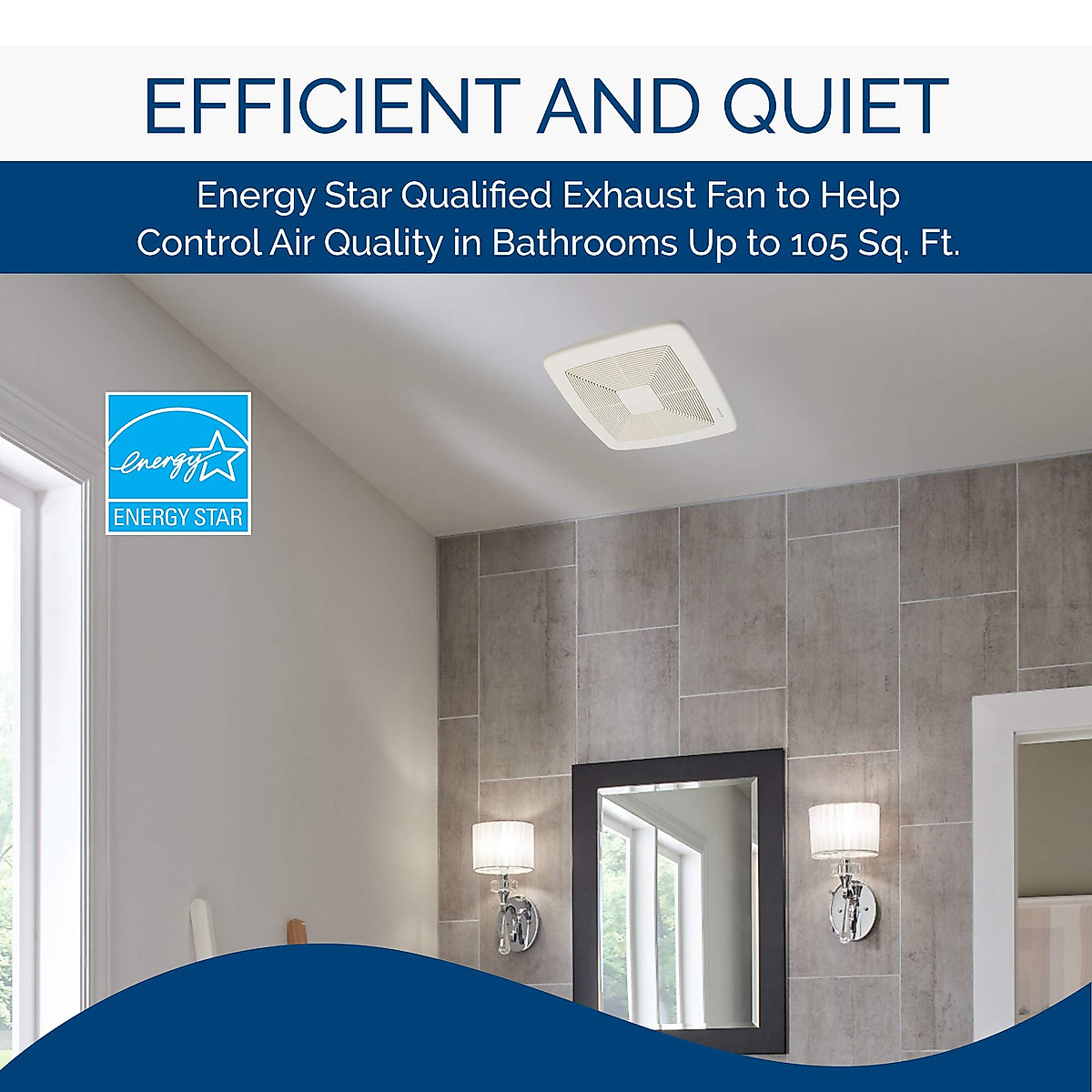 Broan-NuTone QTXE110150DC Bathroom Ventilation, ENERGY STAR Certified, 110-130-150 CFM Bath Fan, White