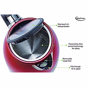 Betty Crocker BC-3711CMR 1.7L 1.7-Liter Cordless Jug Kettle, One Size, Red