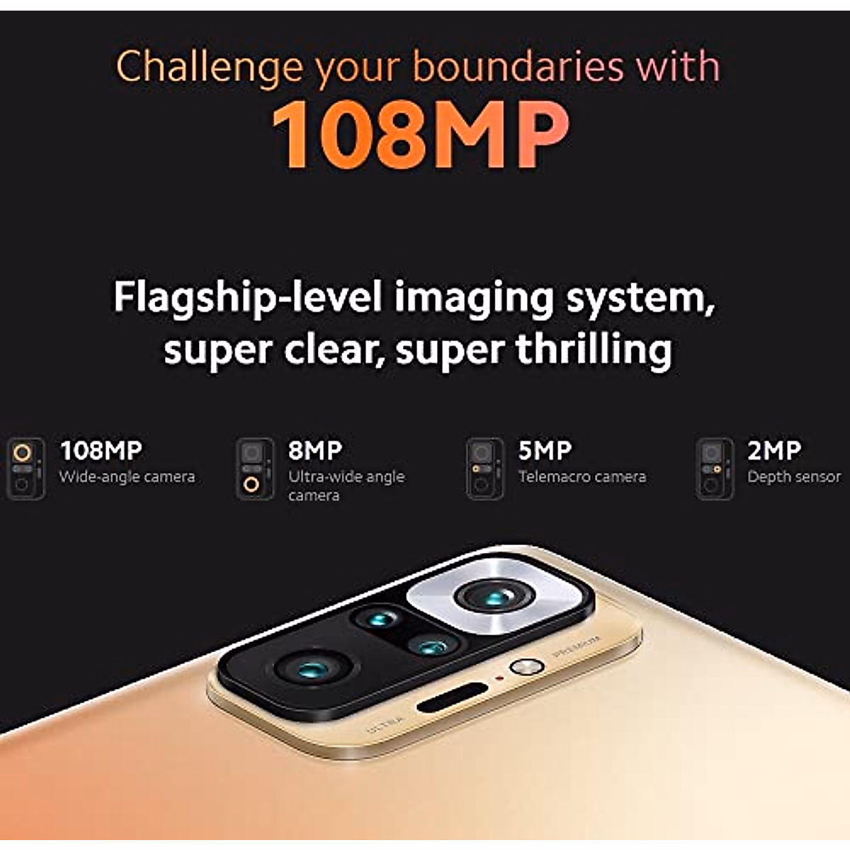 Xiaomi Redmi Note 10 Pro (128GB, 6GB) 6.67" Snapdragon 732G 5020mAh Battery Dual SIM GSM Unlocked Global 4G LTE (T-Mobile, Metro, Global) International Model (Fast Car Charger Bundle, Gradient Bronze)