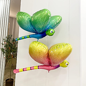 MASCARE Dragonfly Butterfly Foil Balloons 33 Inch Cute Flying Insect Balloons Fairy Jungle Theme Party Decor Balloons for Baby Shower Child Birthday Party Supplies (Pack of 4)