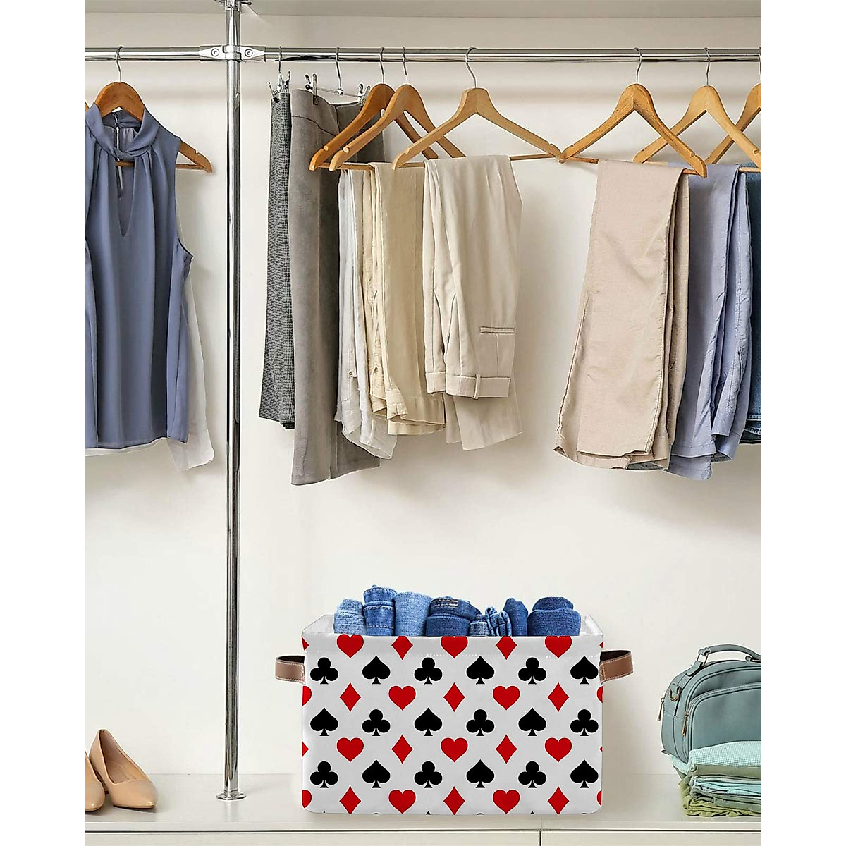 Storage Basket Poker Game Themed Large Foldable Storage Bins with Handles Las Vegas Theme Casino Waterproof Laundry Baskets for Organizing Clothes Shelves Closet Toy Gifts Bedroom Nursery 1 Pack