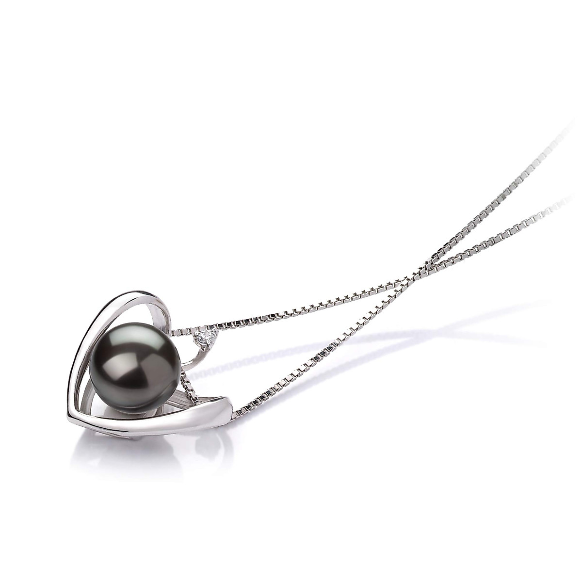 Heart Black 9-10mm AA Quality Freshwater 925 Sterling Silver Cultured Pearl Pendant For Women