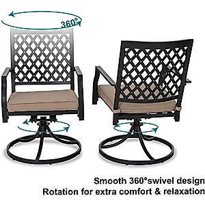 PHI VIALLA Patio Outdoor Swivel Dining Chairs Outdoor Furniture Chairs Set of 4 with Cushion Suports 300lbs for Lawn Garden Backyard Weather Resistant-Black Frame