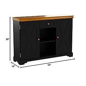 Kings Brand Furniture - Wood Buffet Cabinet Console Table, Black / Walnut