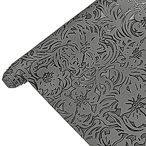 12 x 53 Inch Embossed Faux Leather Roll Vintage Flower Textured Synthetic Leather Fabric for DIY Sewing Crafts Wallets Jewlery Making (Gray)