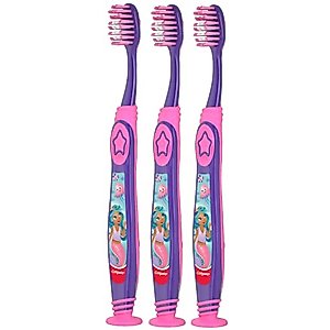 Colgate Mermaid Toothbrush with Suction Cup for Children 5+ Years Old, Extra Soft (Colors Vary) - Pack of 3