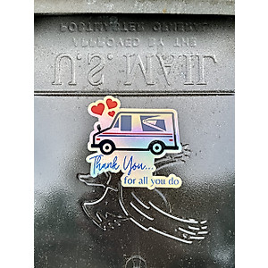 Thank You Postal Holographic Sign Waterproof Vinyl Sticker Decal for Mailbox Quality Mailman Post Box UV Laminated Thanks Mail Truck Carrier Appreciation USPS Used for Laptop, Letter Seal, Outdoor