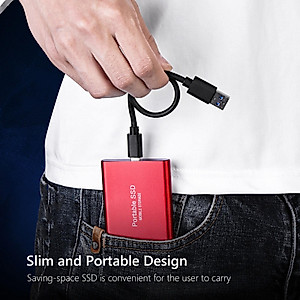 AOOF Mini Ssd Mobile Ssd, External Hard Drive Usb3.1 Type C, Portable 500gb 1tb 2tb 4tb 6tb 8tb Expansion Hard Drive, Compatible with Desktop, Laptop, Mac, Ps4 Etc. 2TB Gules