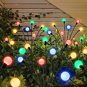 KELME 4 Pack Solar Garden Lights, 32 LED Upgraded Colorful Firefly Garden Lights Solar Outdoor, Bright Swaying Outdoor Solar Lights for Outside Yard Garden Christmas Decorations Gifts