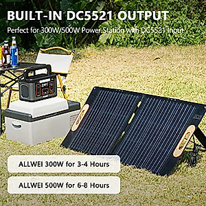 ALLWEI 100W Portable Solar Panel for 300/500W Power Station Solar Generator, 18V Foldable Solar Battery Charger with 5.5 * 2.1MM Port, Adjustable Kickstand, Waterproof IP68 for Camping Trip Outdoor