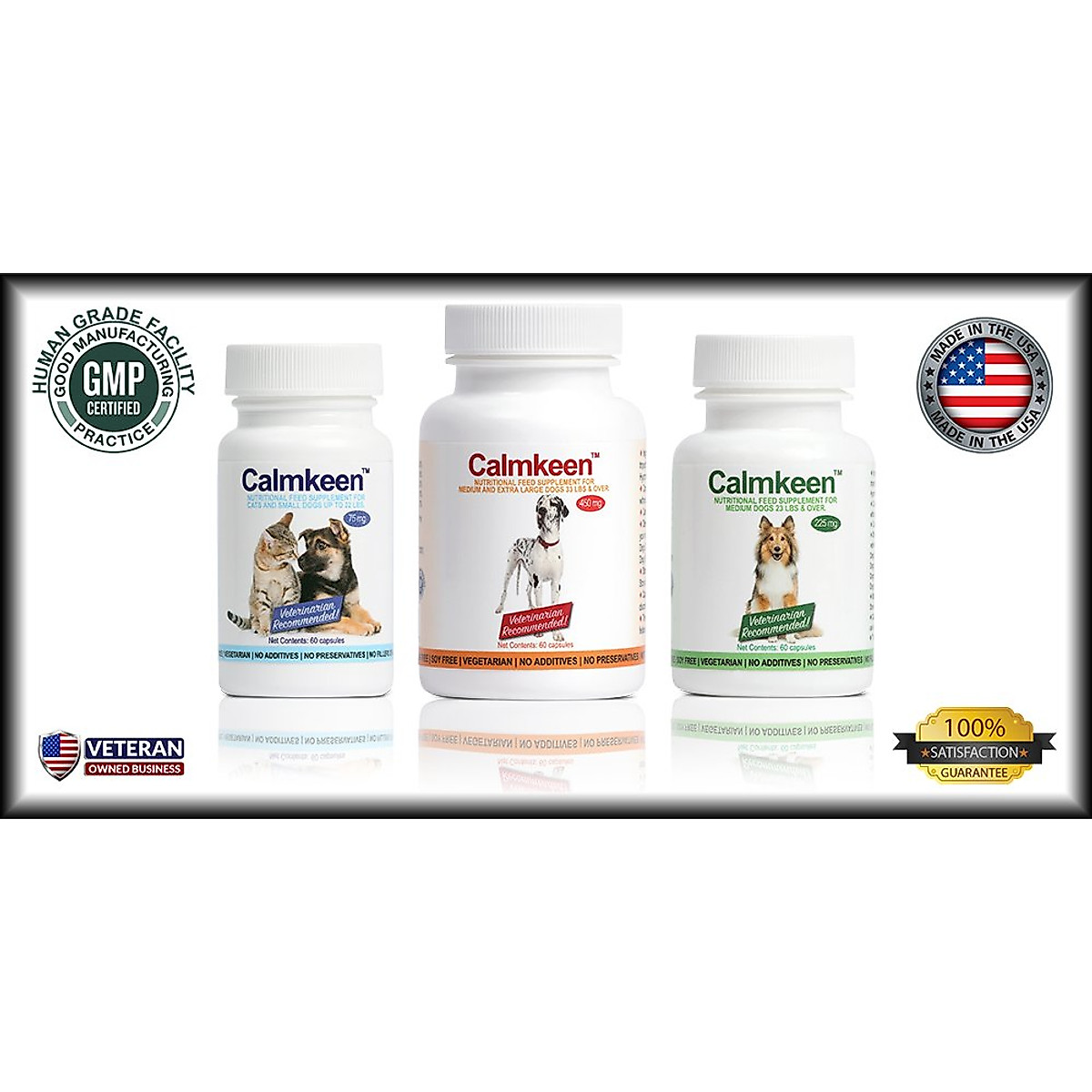 Calmkeen 450 mg 120 Count Nutritional Supplement for Large Dogs 33 Pounds and Up (Formerly Calmkene)