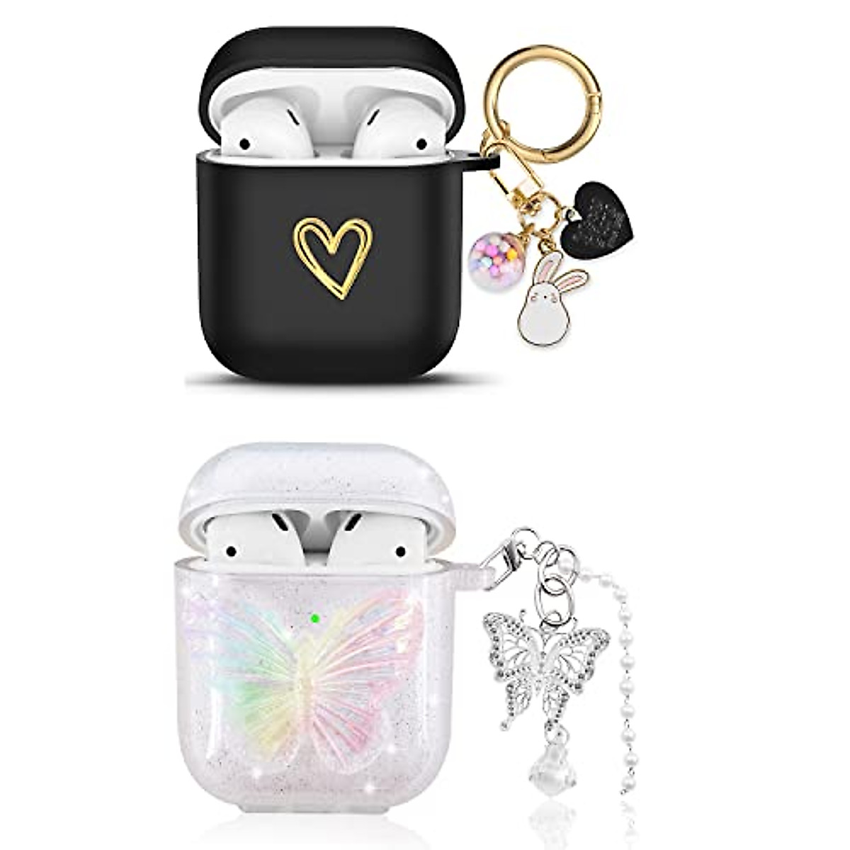 2 Pack Aiiko Airpods 2nd 1st Generation Case with Keychain
